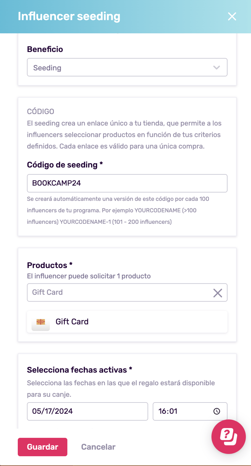 Cómo añadir códigos de influencers y de audiencia